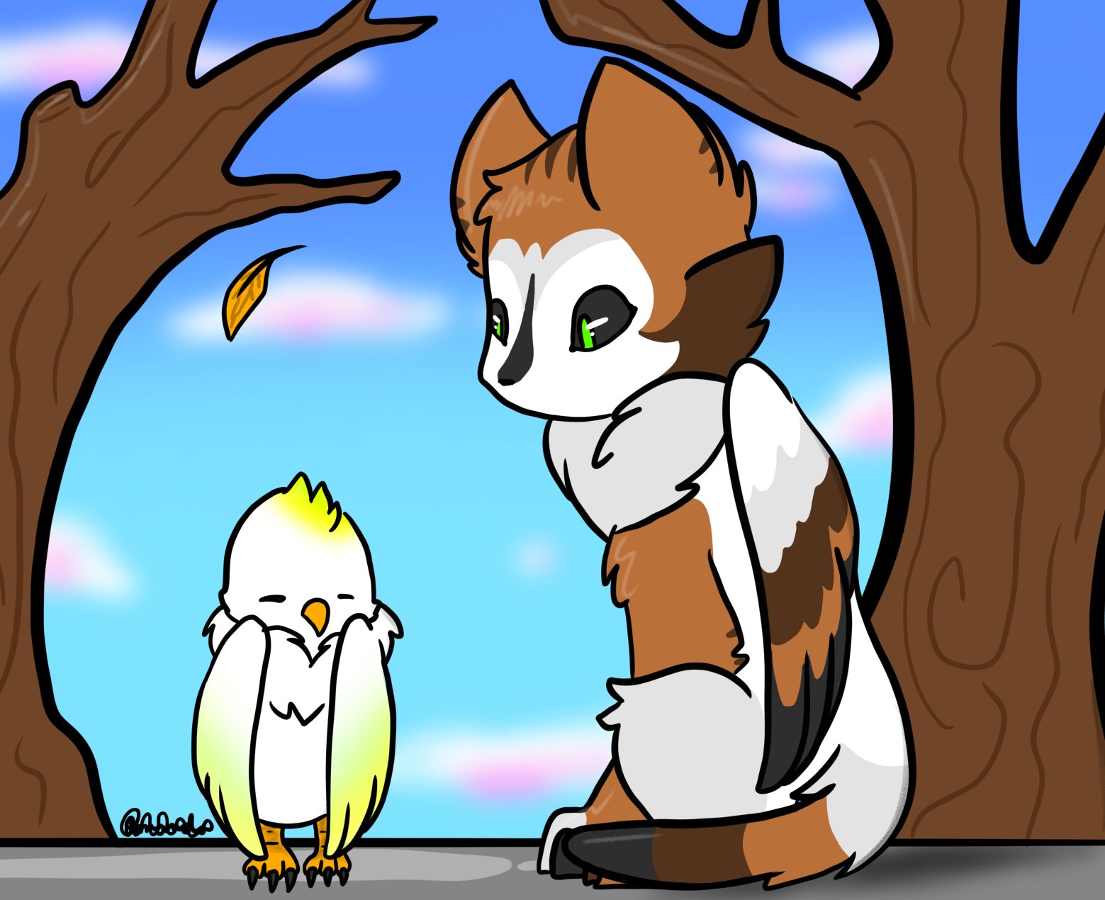 A Bird and a cat with Wings - ibisPaint