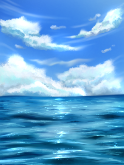 Ocean landscape (clouds) - ibisPaint