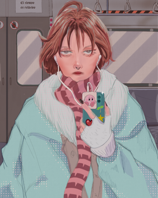 girl in the train - ibisPaint