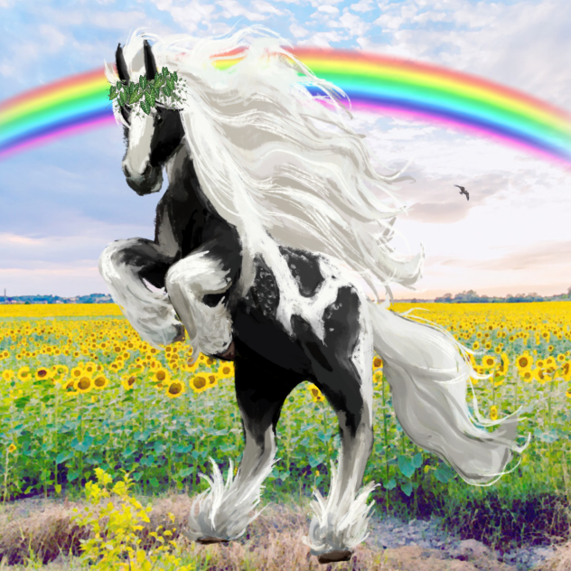 Horse in Sunflower Feild - ibisPaint