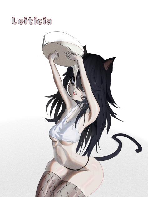Catgirl Drinking Milk - ibisPaint
