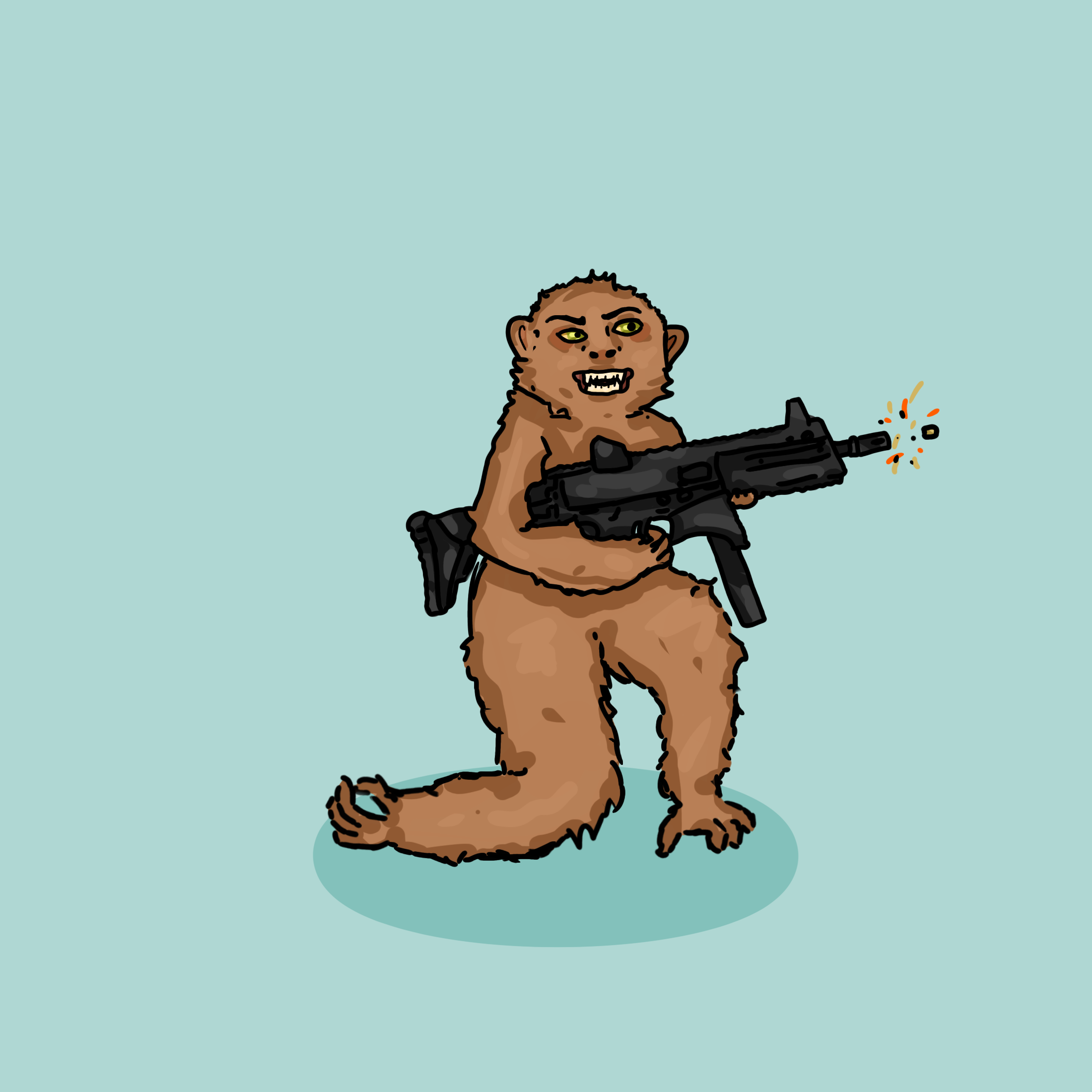 Monkey shooting - ibisPaint