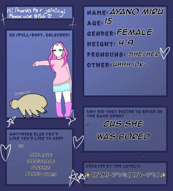 The Ibis Game Show Character Sheet - ibisPaint