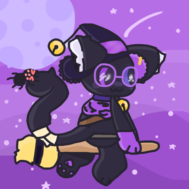 Wizard Cat riding his broom - ibisPaint