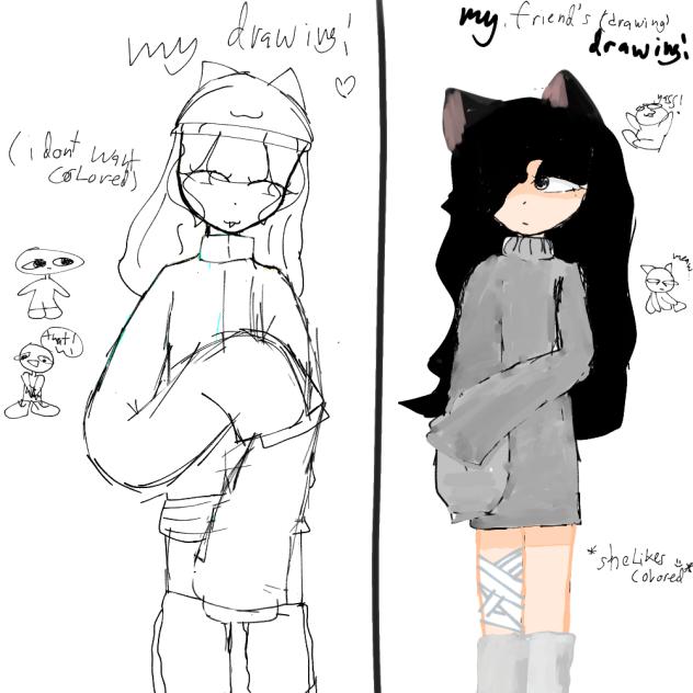 my drawing vs friends drawing - ibisPaint