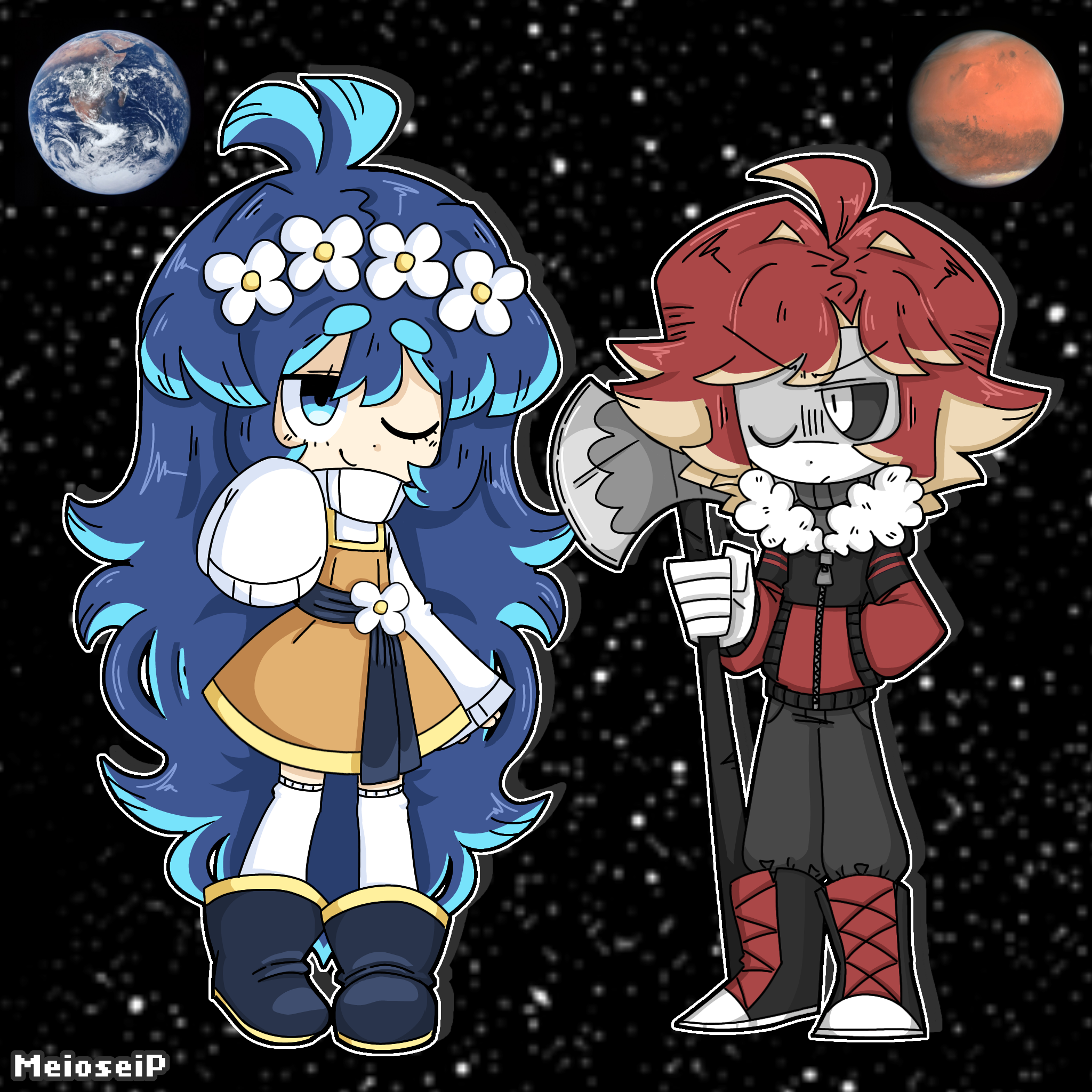 Earth and Mars humanizations!☆ - ibisPaint