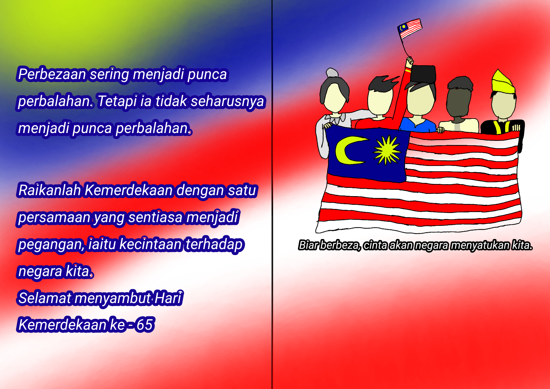 Poskad Kemerdekaan (School Project(pg2)) - ibisPaint