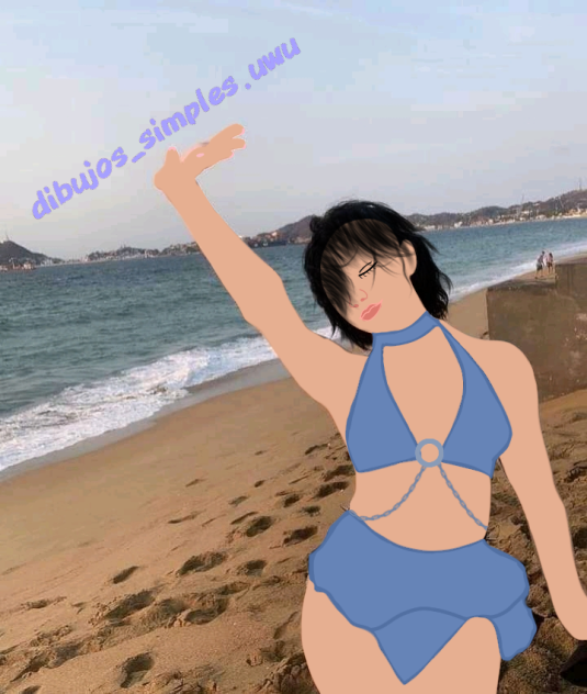 chica en la playa - ibisPaint