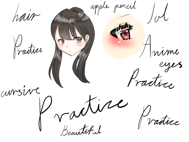 Anime eye practice and cursive writing.. - ibisPaint