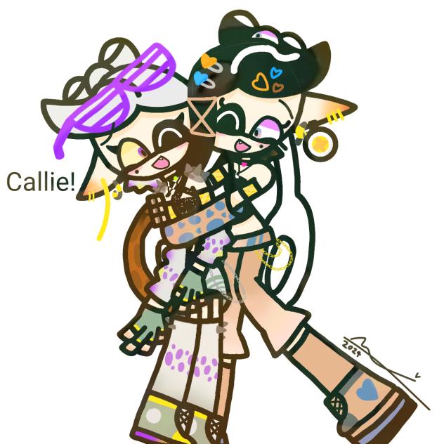 squid sisters hugging 💗 - ibisPaint