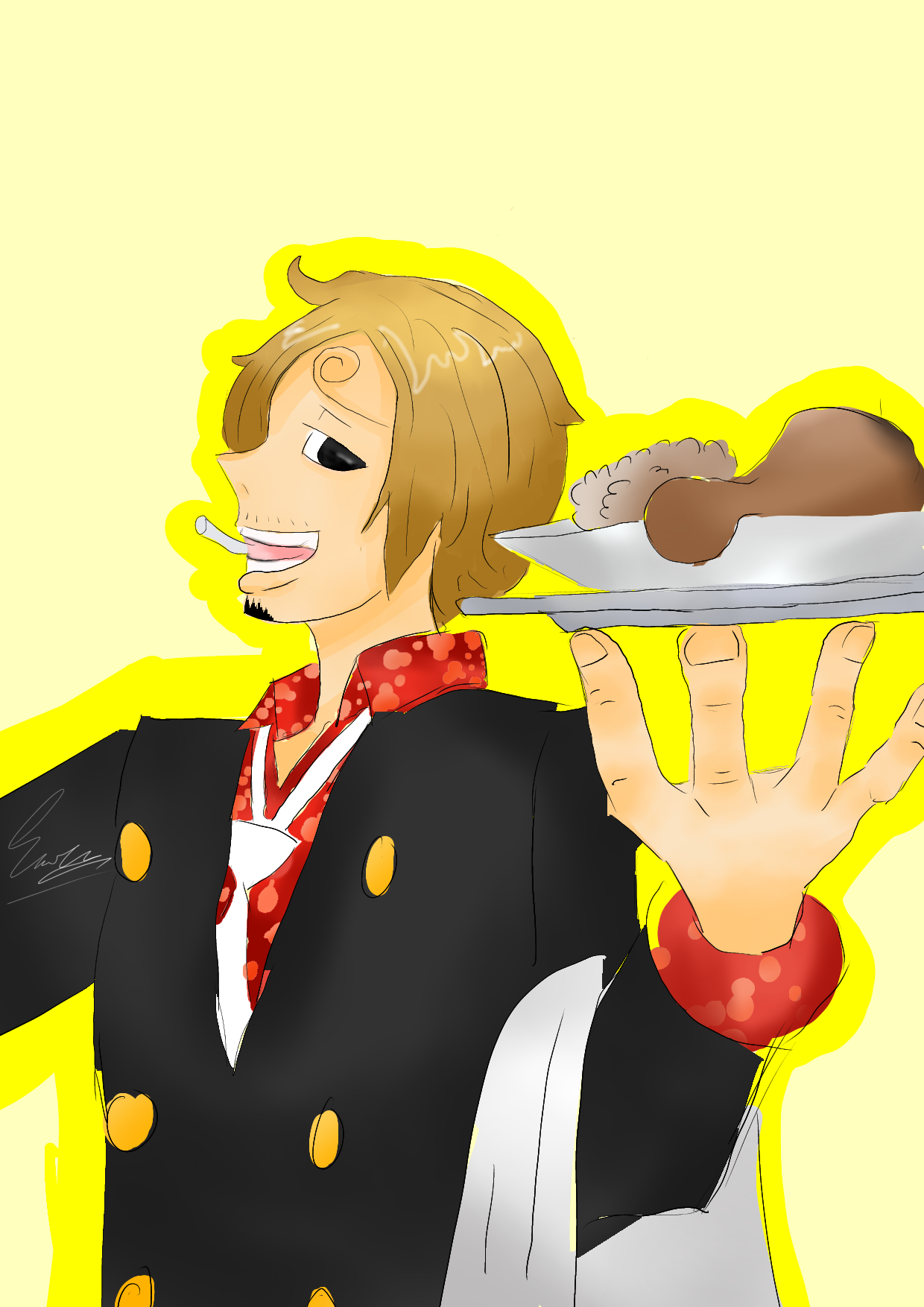 sanji cookbook cover attempt - ibisPaint