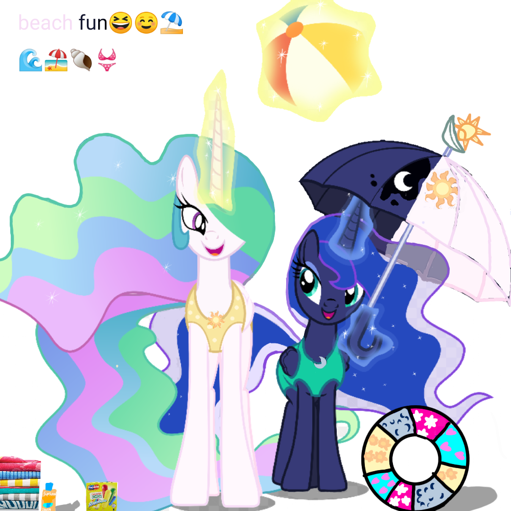 Luna and Celestia on the beach - ibisPaint