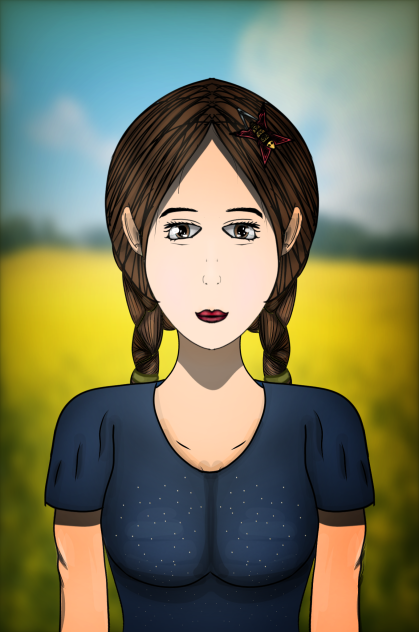 the girl in the lawn - ibisPaint