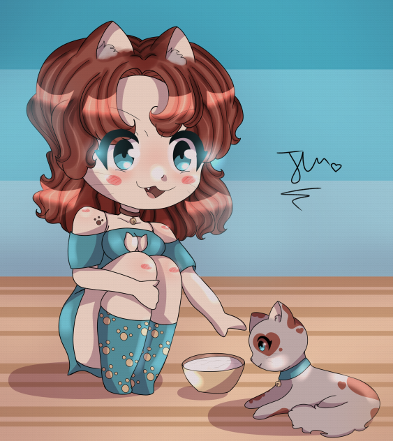 Cat girl and kitten ^^ - ibisPaint