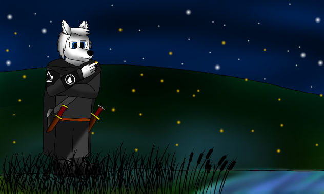 lonely wolf on river - ibisPaint