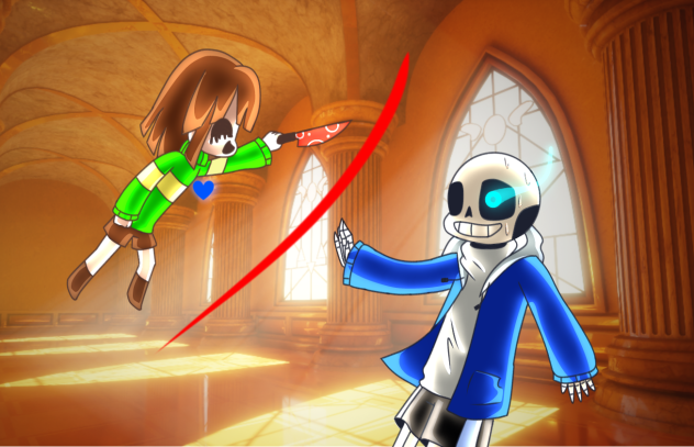 the fainal BOSS FIGHT ( sans VS chara ) - ibisPaint
