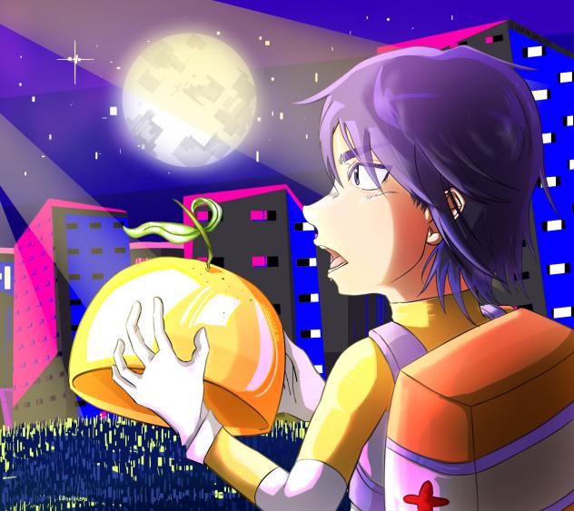 Lemon boy and the city at night - ibisPaint