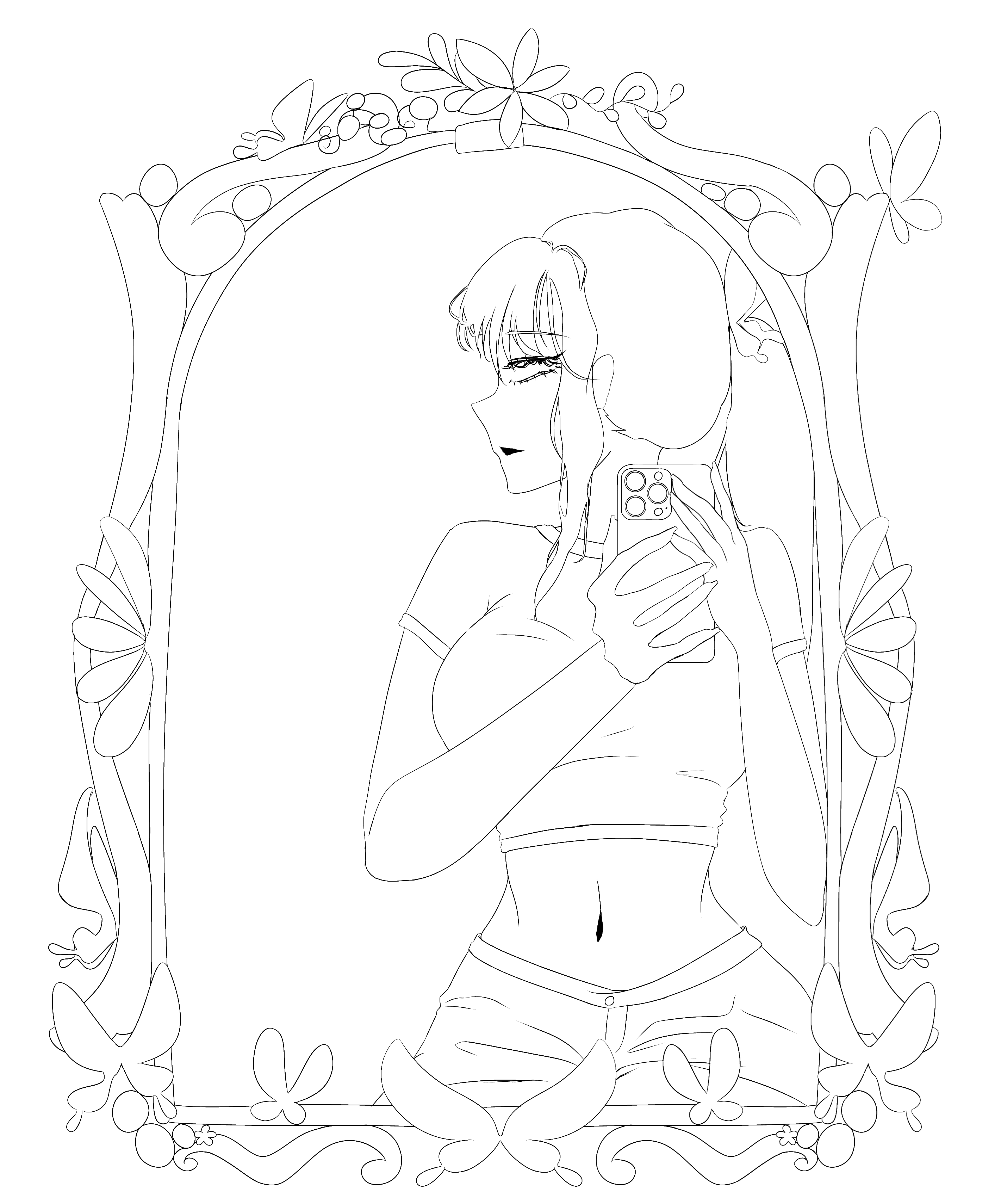 Mirror selfie (lineart) - ibisPaint