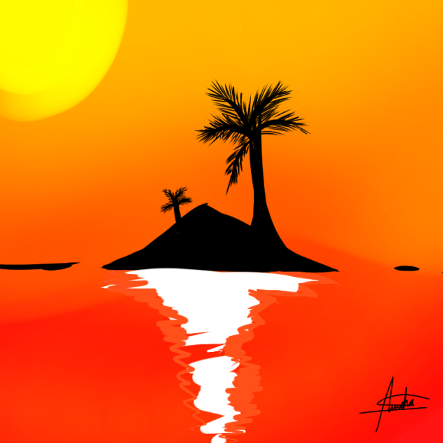 sunset beach - ibisPaint