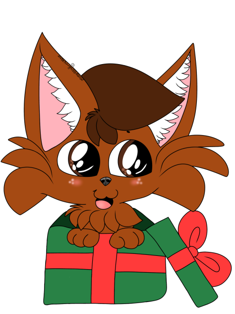 Brown Puppy In Red And Green Gift Box - ibisPaint