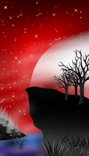 Fantasy - Red sky moon 🌙 - ibisPaint