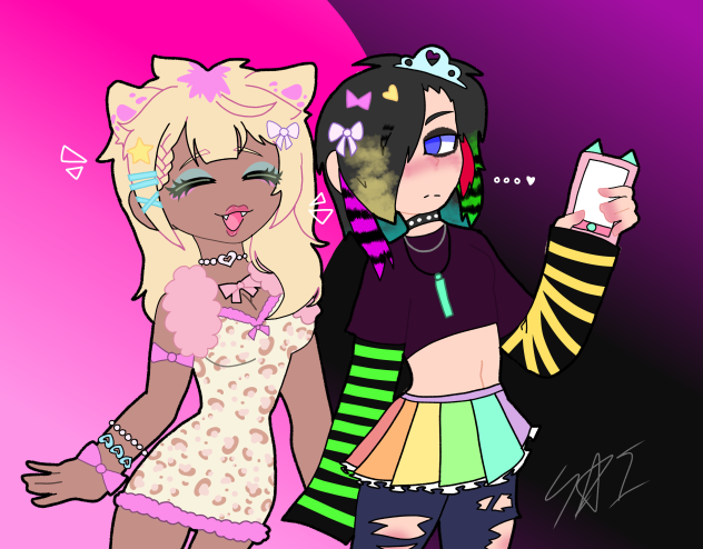 gyaru girl and scene kid - ibisPaint