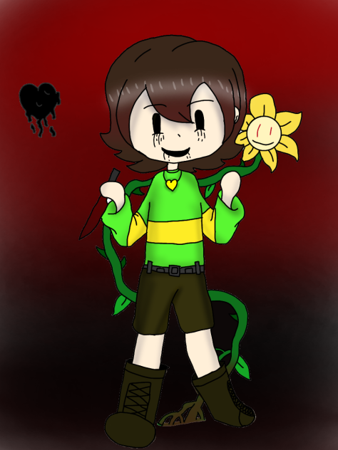 chara and flowey fan art - ibisPaint