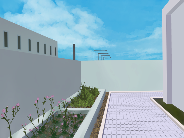 Mini garden behind the building - ibisPaint