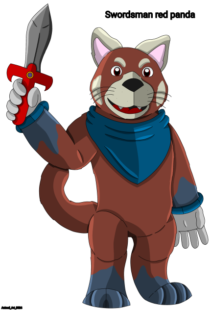 Swordsman red panda enemy - ibisPaint