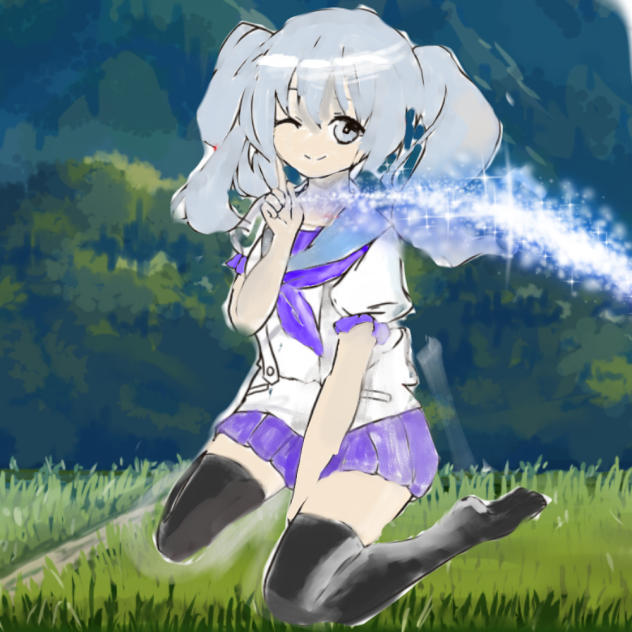 sitting power girl - ibisPaint