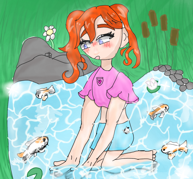 A beautiful day at the Koi pond - ibisPaint