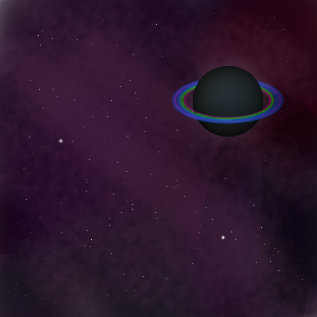 Ringed planet on achromatic black - ibisPaint