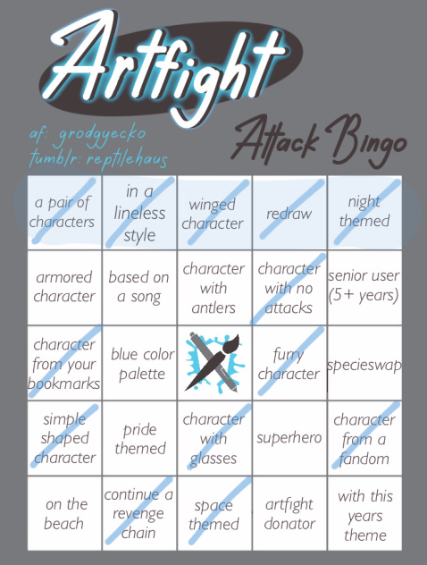 ArtFight Attack Bingo - ibisPaint