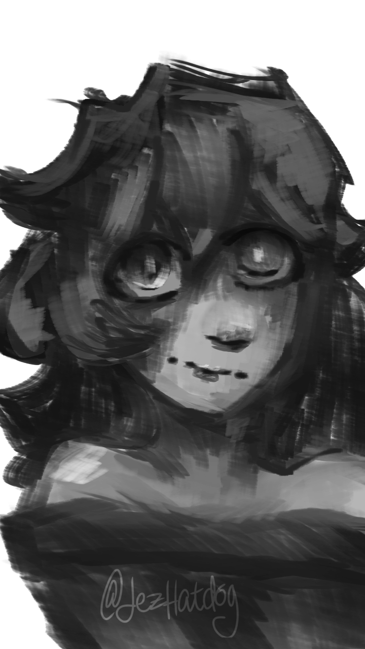 cute girl grayscale shit - ibisPaint