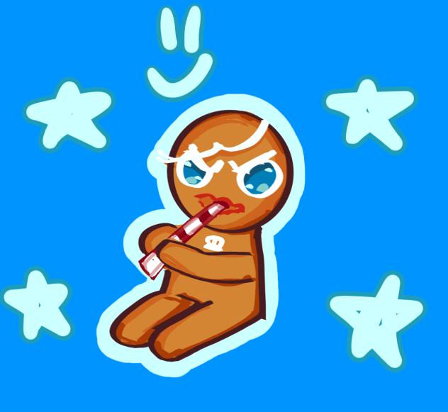 Ginger brave eating his candy cane - ibisPaint