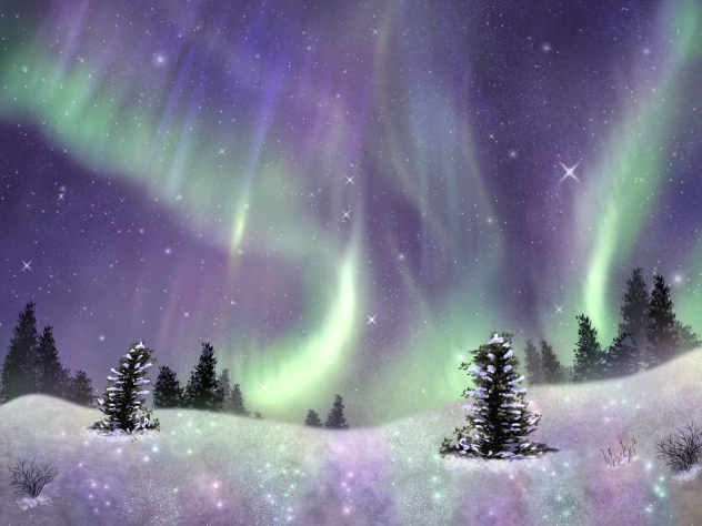 Aurora in winter - ibisPaint
