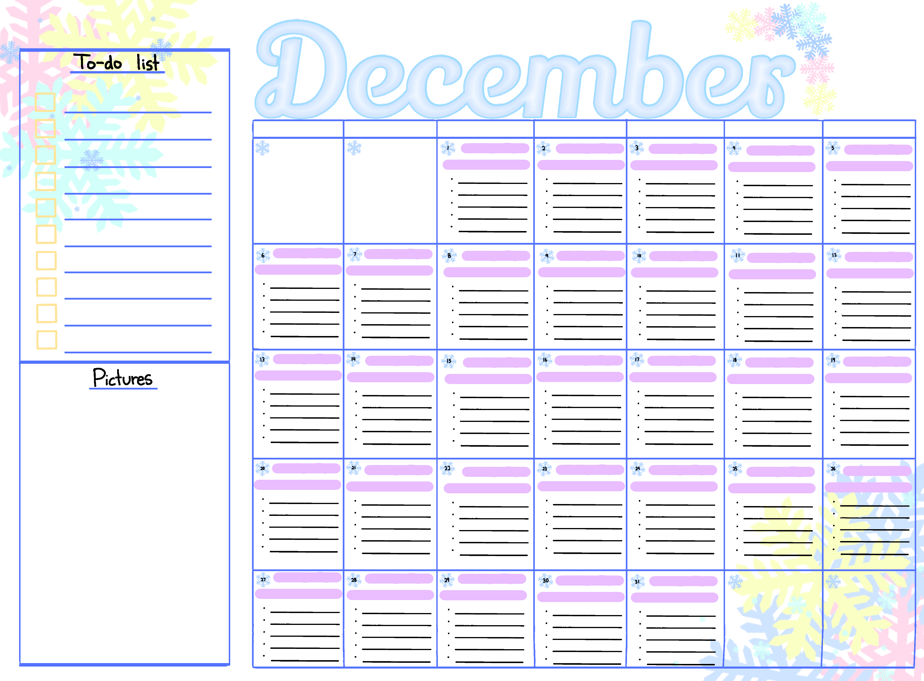 December calendar for notes - ibisPaint