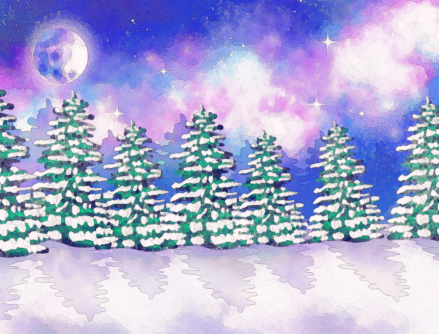 Starry winter sky(Watercolour) - ibisPaint