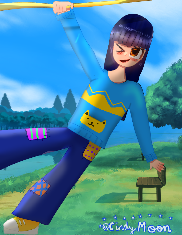 Cindy on monkey bars - ibisPaint