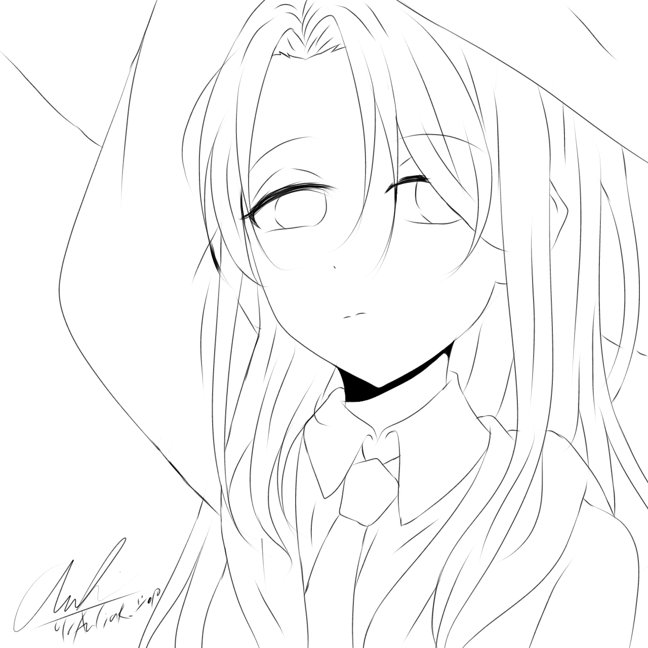 Green witch lineart - ibisPaint