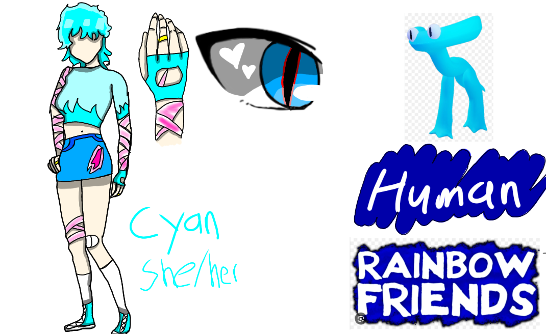 Human Rainbow Friends-Cyan - ibisPaint