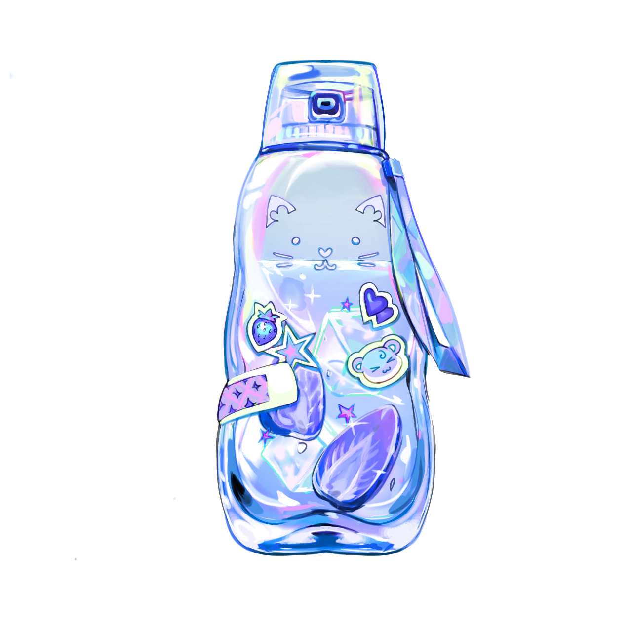Cute water bottle (blue) - ibisPaint