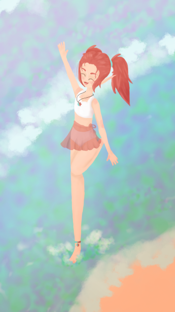 Running on beach - ibisPaint