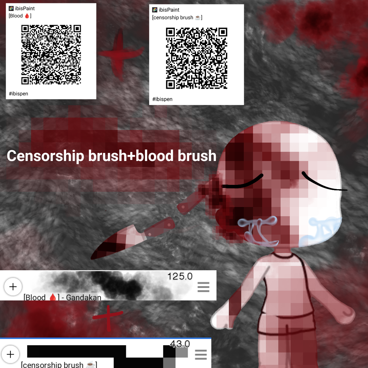 Censorship brush and blood brush - ibisPaint