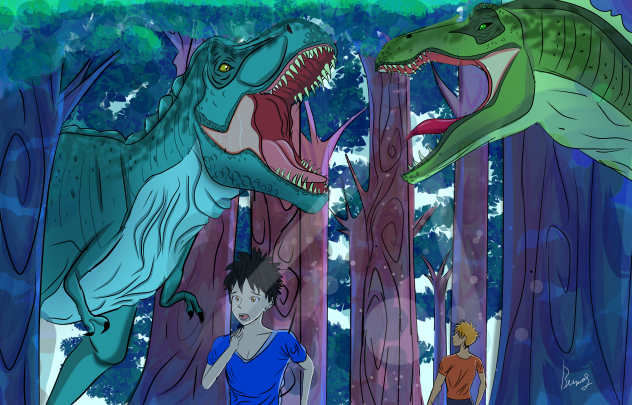 t rex vs spinosauro - ibisPaint