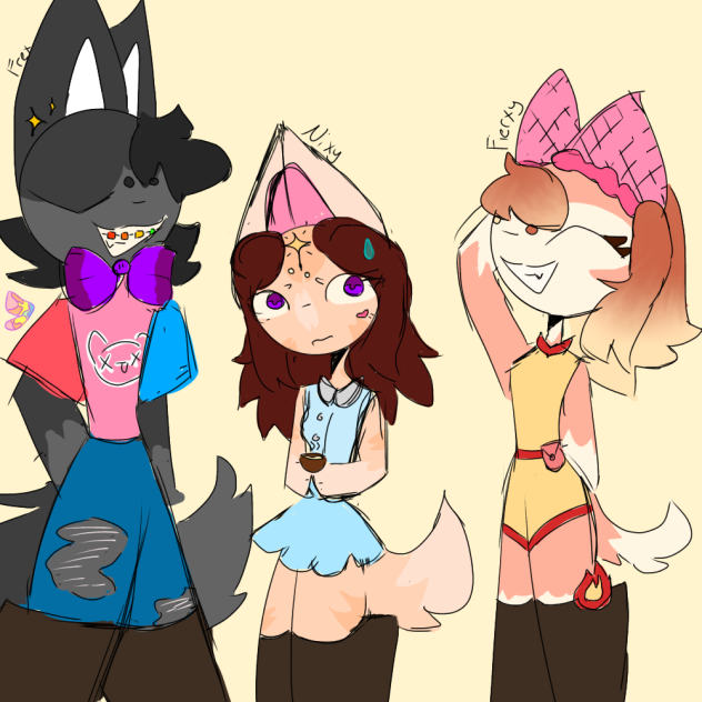 Frex-Alex, Nixy-Neko, Frexy-Vinny. - ibisPaint