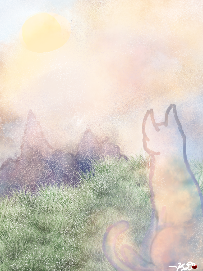 Glass cat staring at landscape - ibisPaint