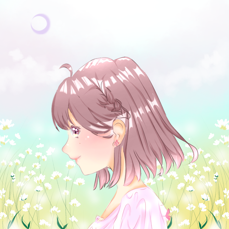 girl in the middle of the vast field - ibisPaint