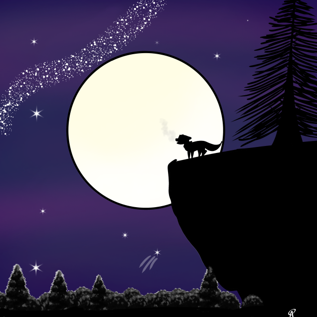 Wolf howling at the moon - ibisPaint