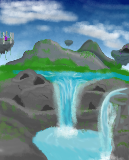 Waterfall+mountains - ibisPaint